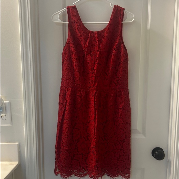 LOFT | Dresses | Loft Elegant Red Lace Dress Size 2 Petite | Poshmark